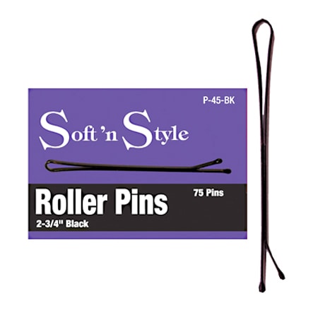 Burmax Soft N' Style Roller Pins 2-3/4" -Black - Ball Pointed- 75 Pins ...