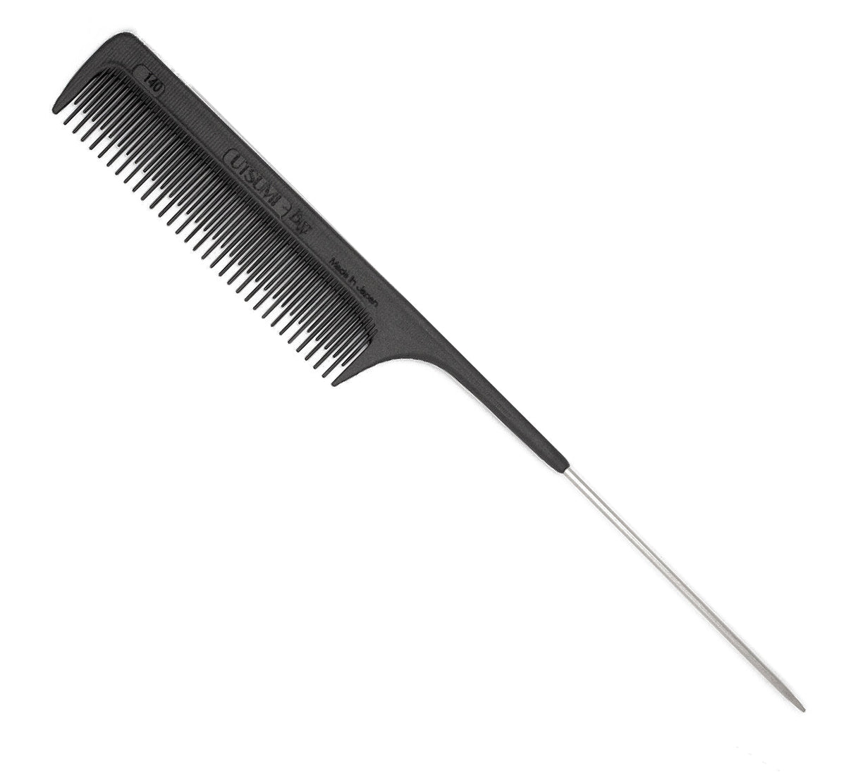 Utsumi Rattail Metal Tail Teasing Comb Black 9" #140 for Sale